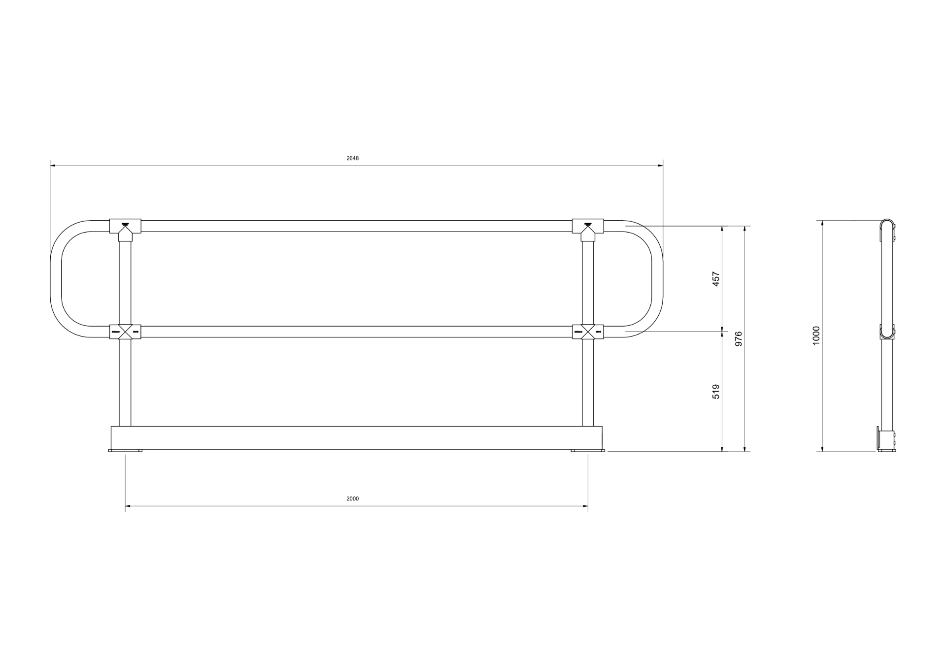 Interclamp key clamp 4030 style 2m handrail kit with D-Return ends ...