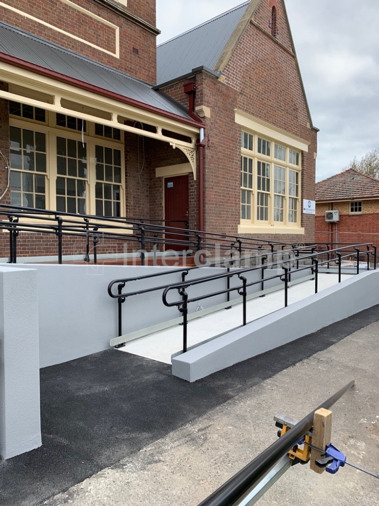 Interclamp Black Powder Coated School Handrail - Modular Handrail Systems